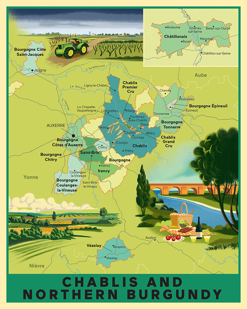 “The New French Wine” Map Poster: Chablis and Northern Burgundy – Jon Bonné